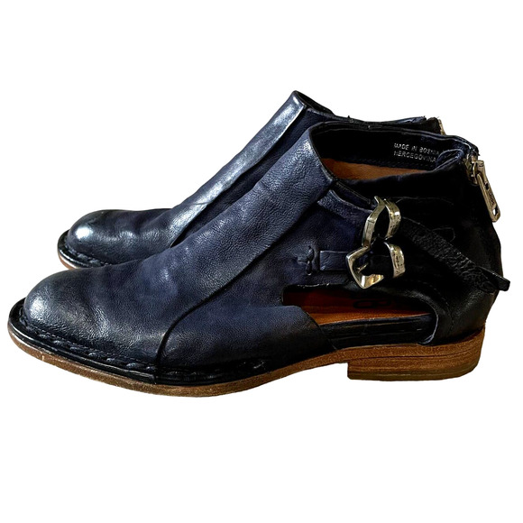 A.S.98 | Shoes | As98 Dusty Meadow Moto Style Navy Blue Leather Cutout ...